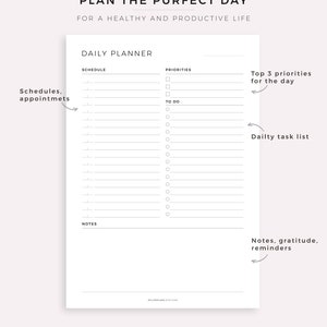 Printable Daily Planner Fillable, Daily to Do List, Minimalist Planner ...