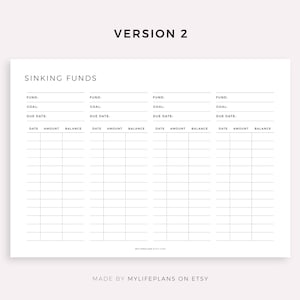 Sinking Funds Tracker Landscape, Savings Tracker Printable, Savings ...