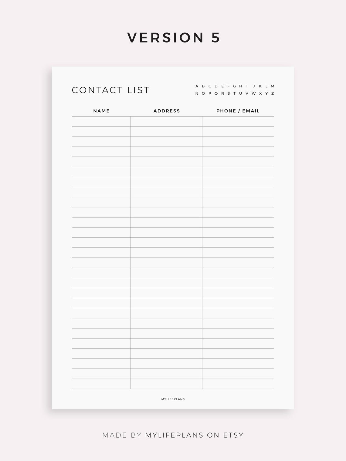 Contacts List Template for Remarkable 2, Address Book, Contact ...