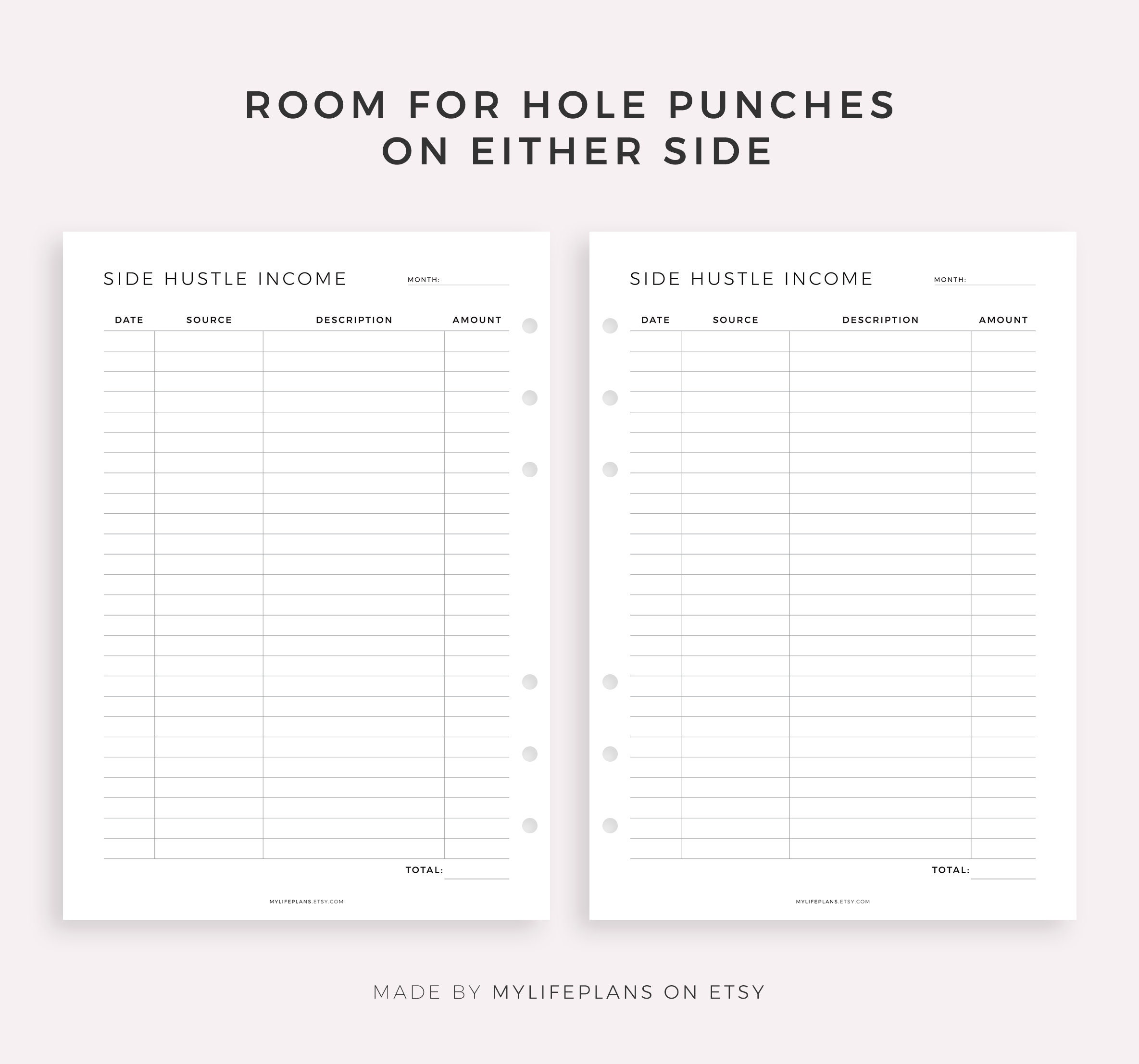 Side Hustle Income Printable Template, Passive Income Stream Tracker ...