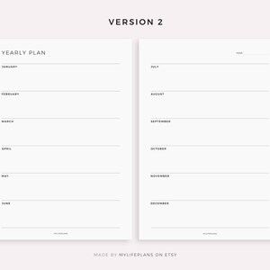 Yearly Overview Planner for Remarkable 2, Two Page Yearly Planner, Year ...