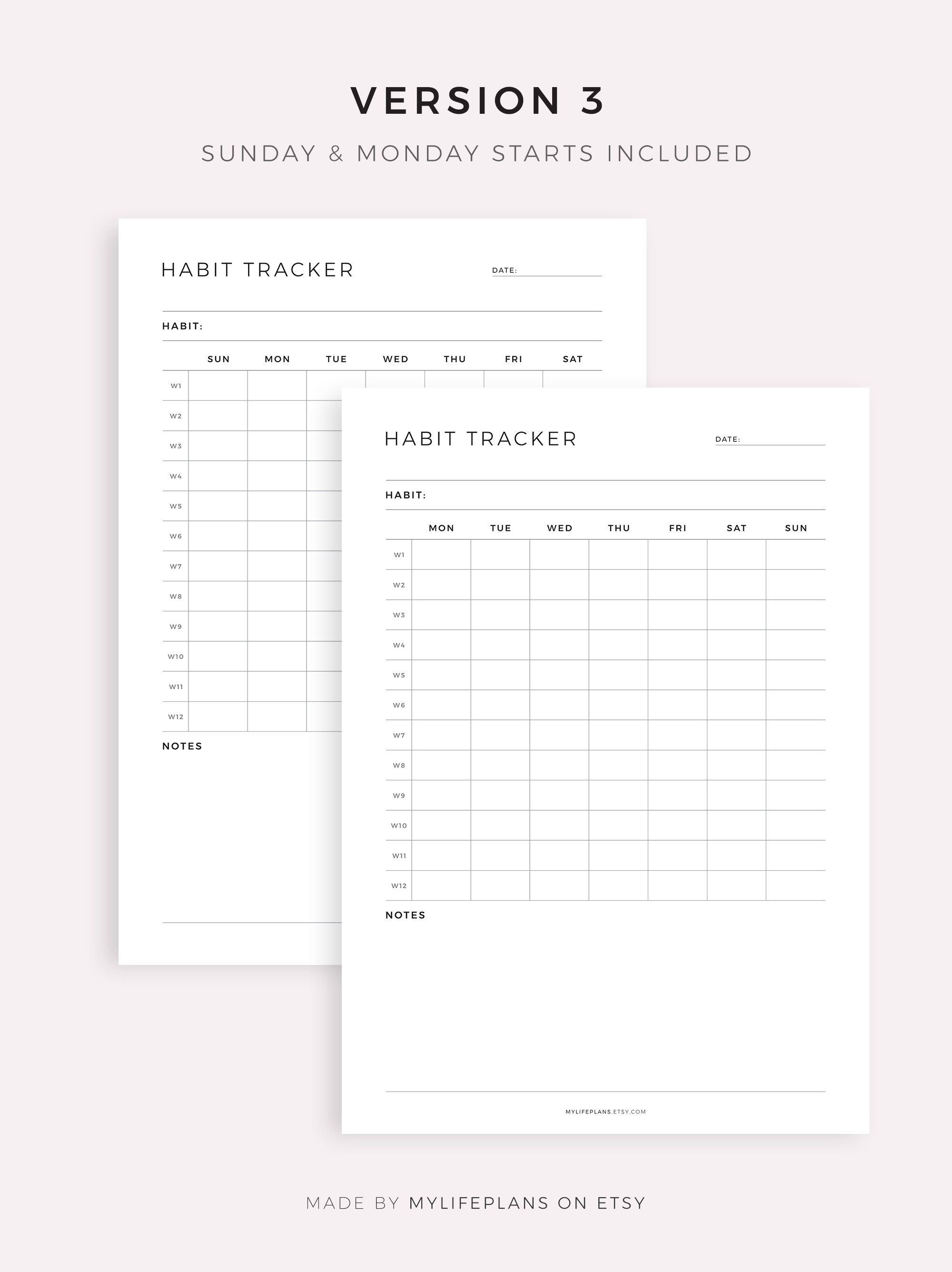 12 Week Habit Tracker Printable Habit Planner Routine - Etsy