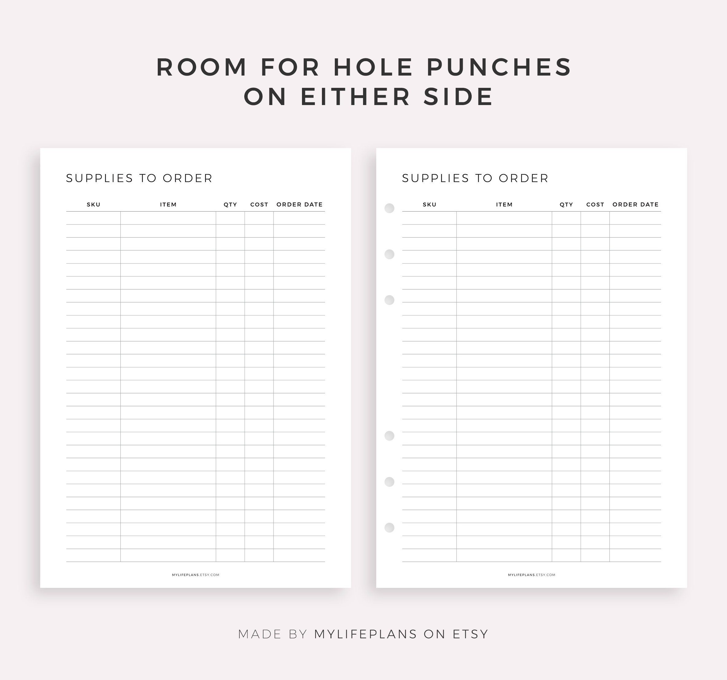 Supplies to Order Tracker Printable Supplies Management Form - Etsy