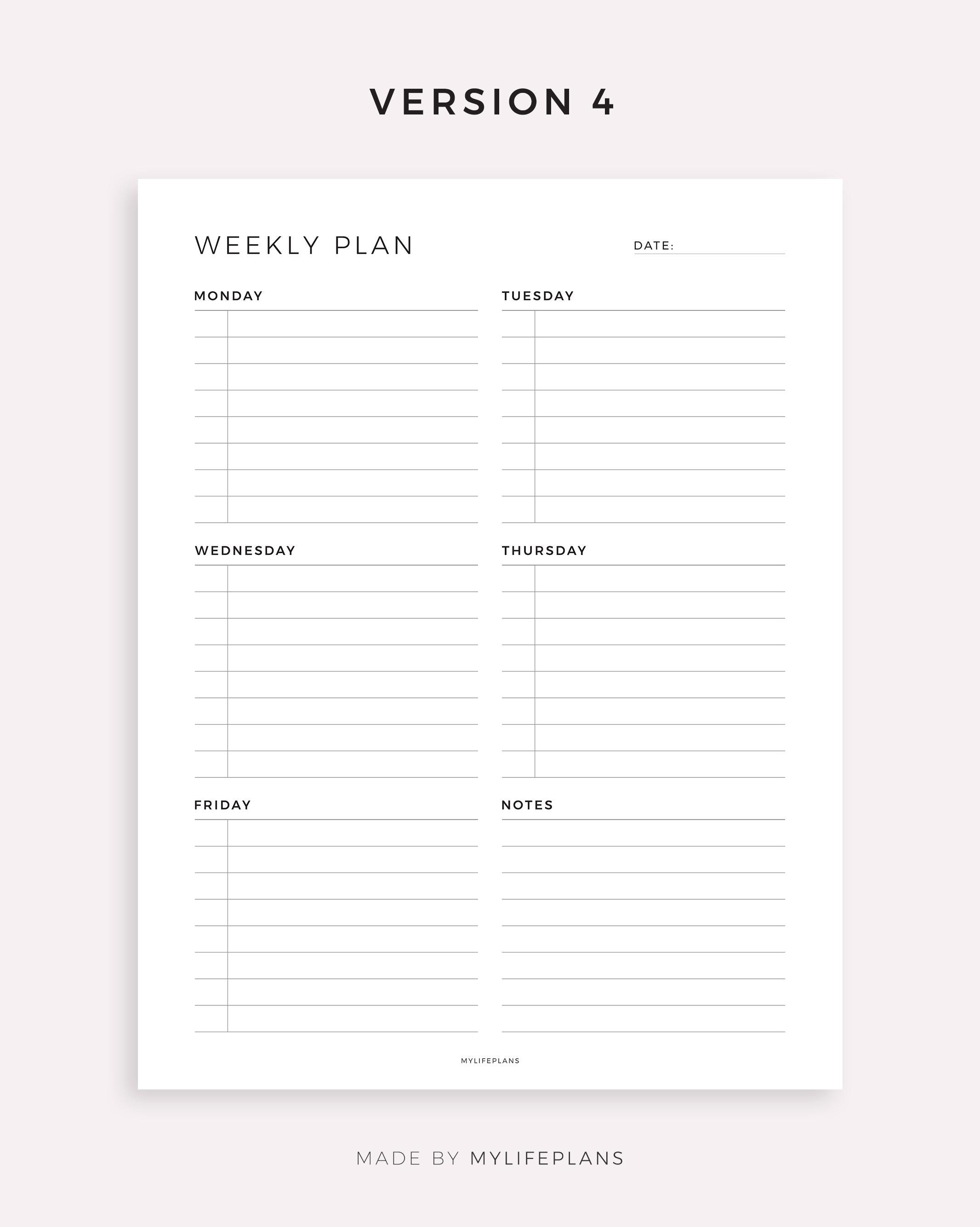 Five Day Weekly Planner Printable for Happy Planner Classic & Big ...