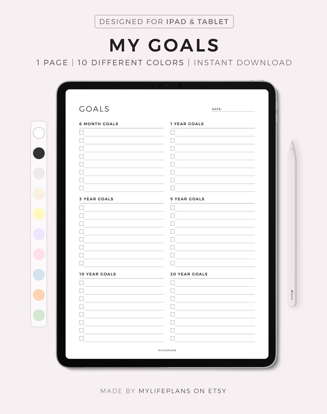 Digital Goal Planner, Goal Setting Planner, Compatible With Goodnotes ...