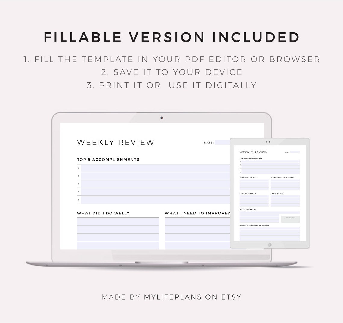 Weekly Review, Weekly Reflection, Weekly Evaluation, Weekly Summary ...