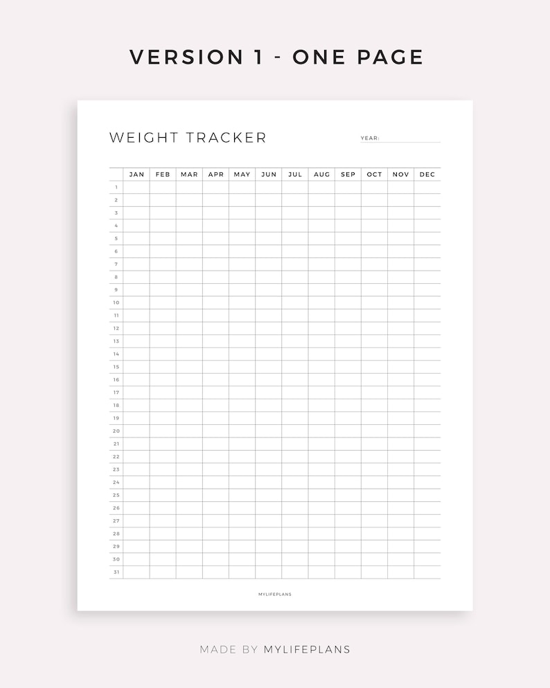 365 Day Weight Tracker, Printable Template for Happy Planner Classic ...
