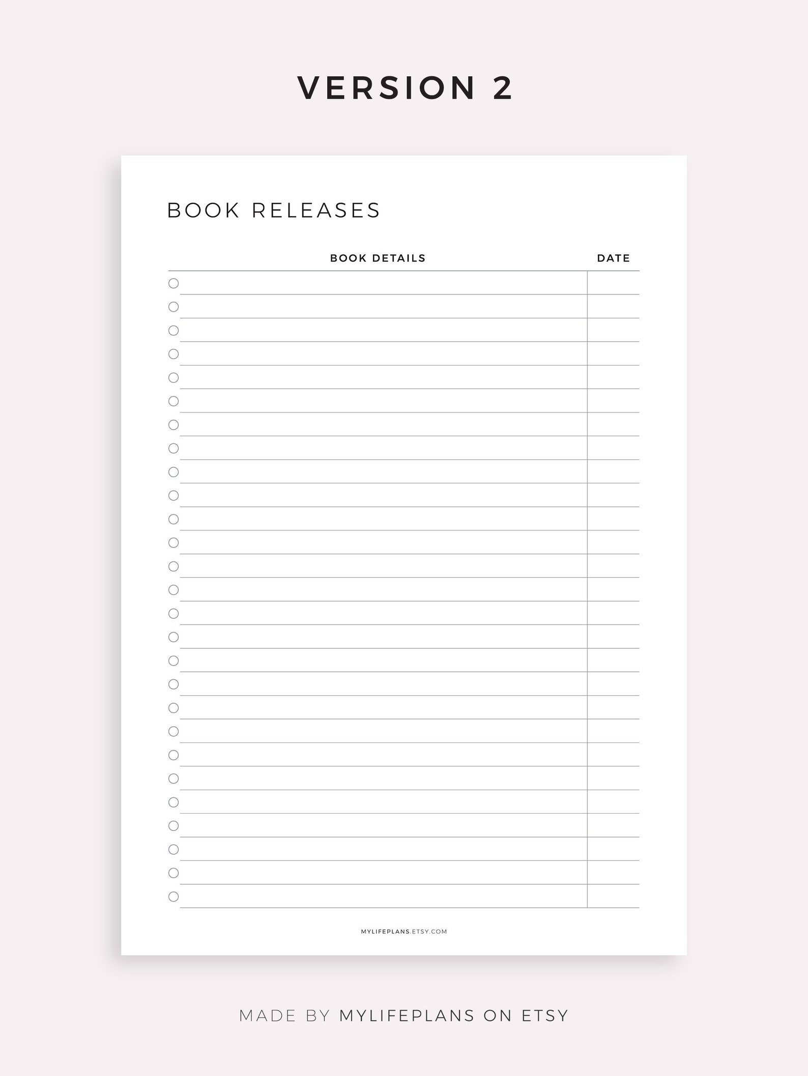 New Book Releases Tracker Printable, Books to Buy Reminder, Upcoming ...