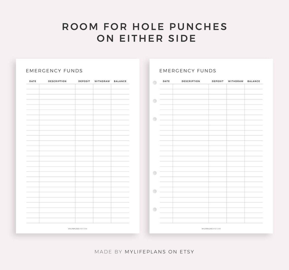 Emergency Funds Tracker Printable, Rainy Day Savings Tracker, Financial ...