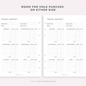 Travel Budget Planner Printable, Work / Holiday Spending Worksheet ...