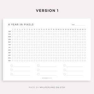 A Year in Pixels Printable Landscape - Mood Tracker, Exercise Tracker ...