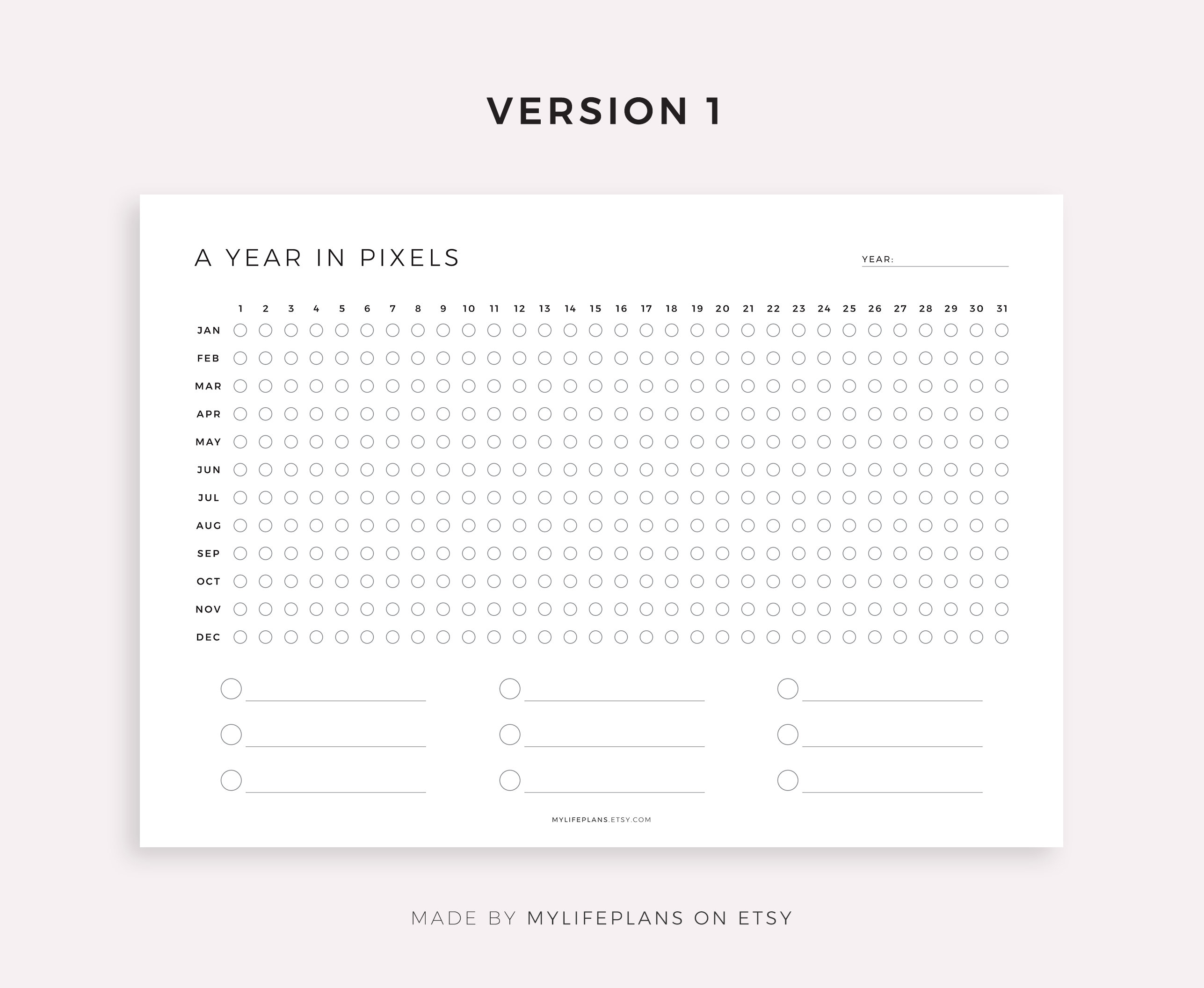 A Year in Pixels Printable Landscape Mood Tracker Exercise - Etsy UK