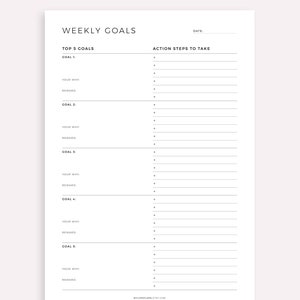 Top 5 Goals Yearly Goals, Quarterly Goals, Monthly Goals, Weekly Goals ...