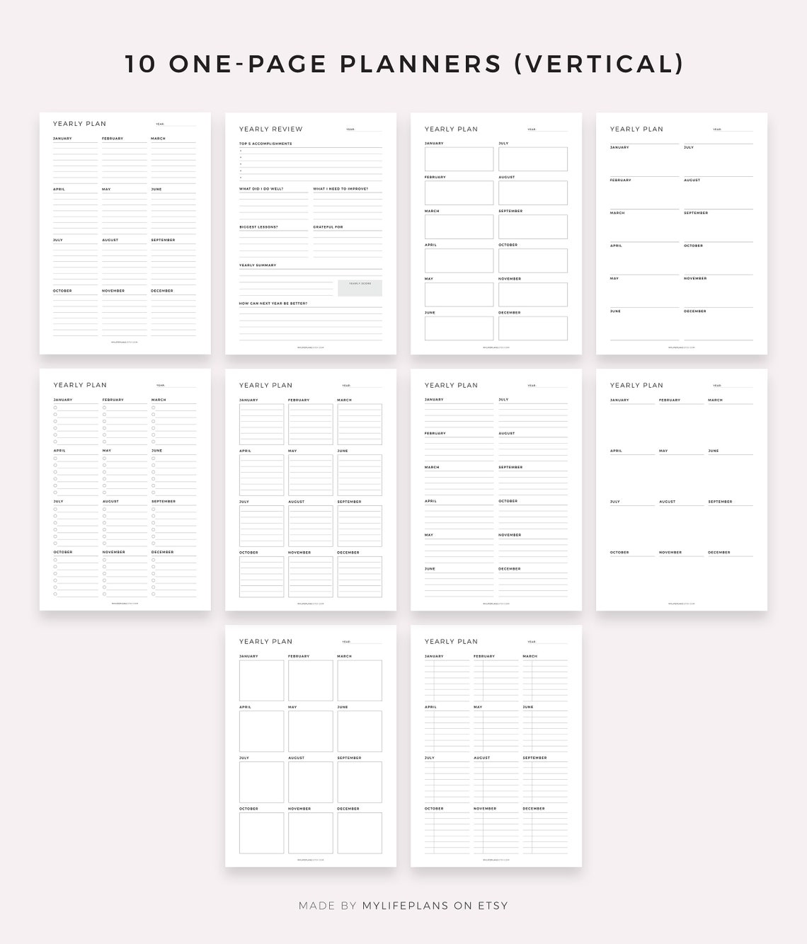 Yearly Planner Inserts Bundle Printable Annual Planner - Etsy