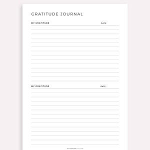 Simple Gratitude Journal Printable Template, Gratitude Notebook ...