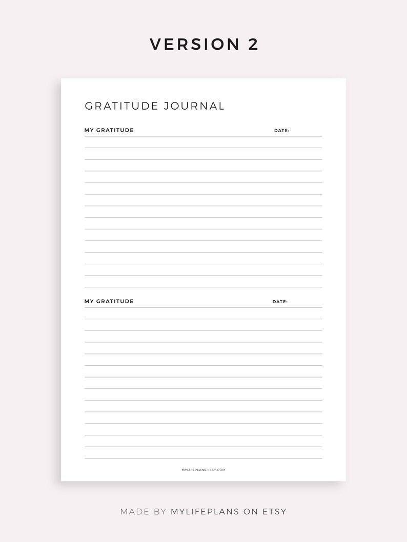 Simple Gratitude Journal Printable Template Gratitude - Etsy