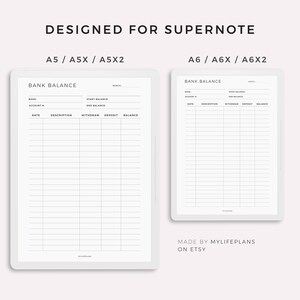 Bank Balance Template for Supernote A5X/A5/A6X2/A6X/A6, Bank Account ...
