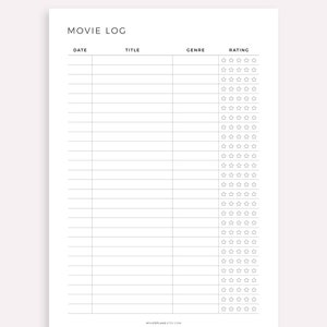 Movie Log Printable, Movies to Watch, Movies I've Watched, Movie ...