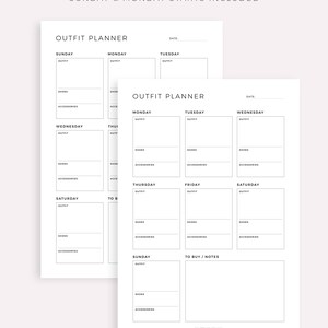 Weekly Outfit Planner for Work, Daily Activities, Special Events, Gym ...