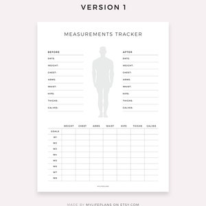 Digital Body Measurements Tracker, 8 Week Body Transformation, Workout ...