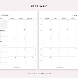 2024 Dated Monthly Planner on Two Pages, Monthly Organizer, Monthly ...