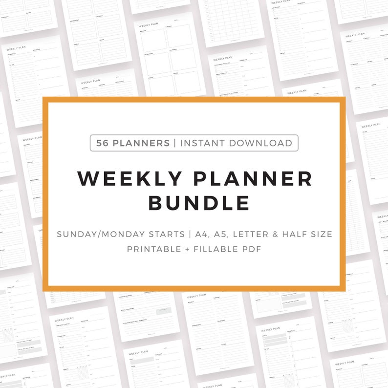 Weekly Planner Inserts Bundle Printable Monday & Sunday - Etsy