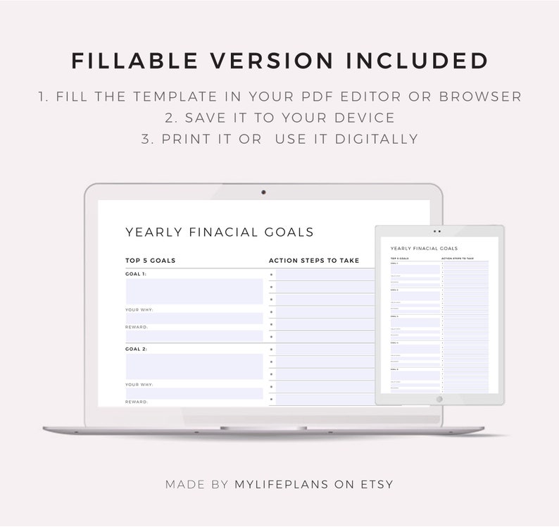 Top 5 Yearly Financial Goals Goal Setting Goal Planning - Etsy