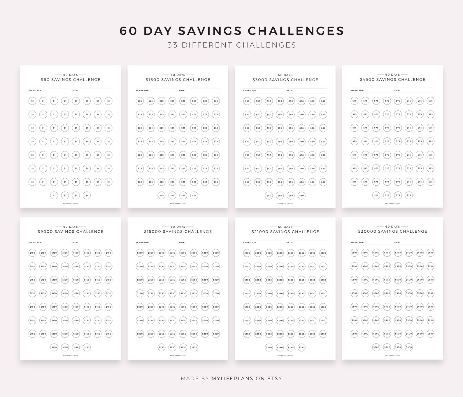 Money Saving Challenge Inserts Bundle Printable, A4/a5/letter/half ...