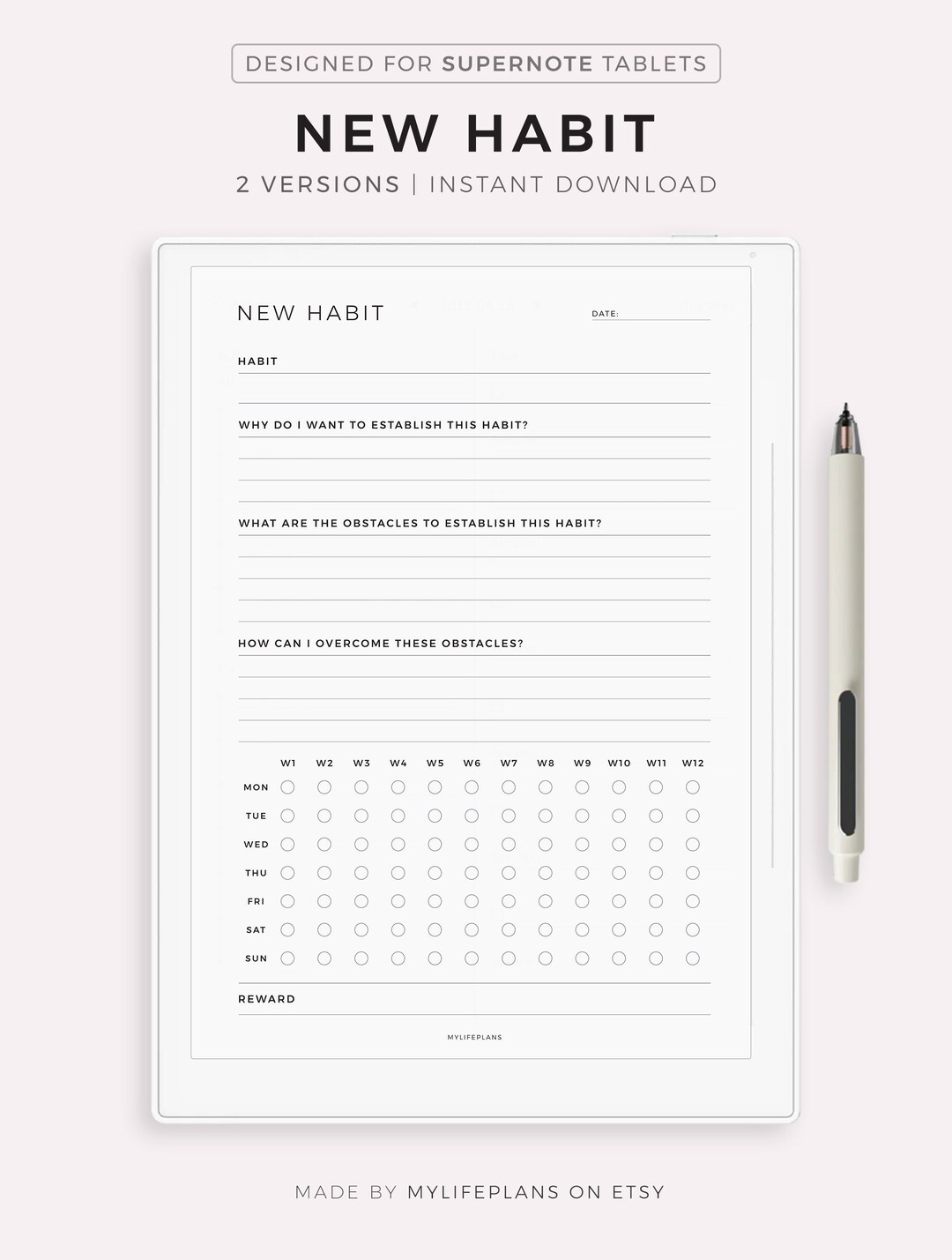Build a New Habit Planner, 12 Week Habit Tracker Journal, New Routine ...
