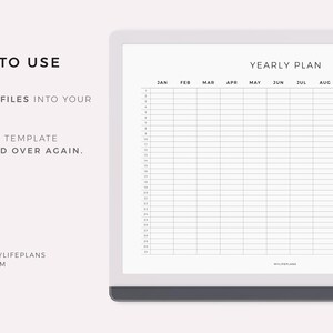 Yearly Planner for Remarkable 2, Landscape, Year at a Glance, Calendar ...
