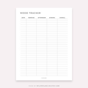 Simple Mood Tracker Digital, Daily Mood Journal, Emotion Tracker, Mood ...