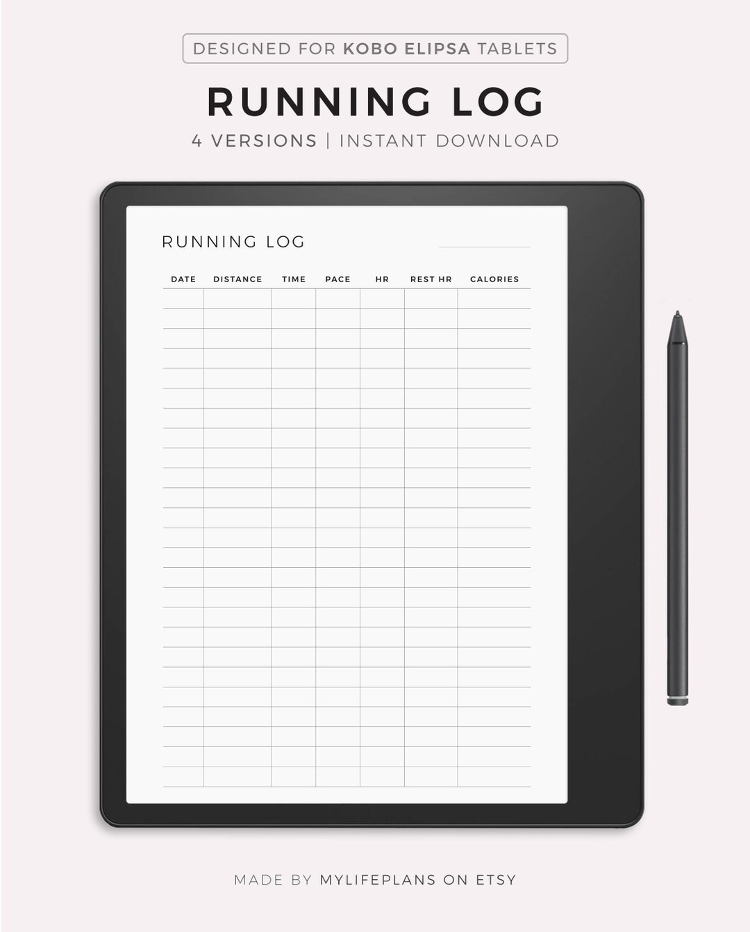 Running Log Template for Kobo Elipsa 2e / 1, Running Tracker, Cardio ...