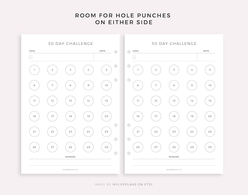 30 Day Challenge, Goal Setting, Progress Tracker, Habit Forming, A4/a5 ...