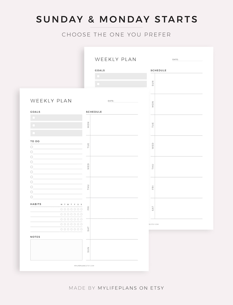 Weekly Planner Printable, Weekly Goal Planner, Weekly to Do List ...