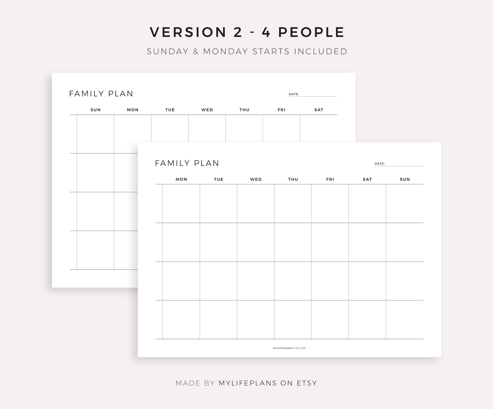 Family Weekly Planner Printable Landscape Family Schedule - Etsy