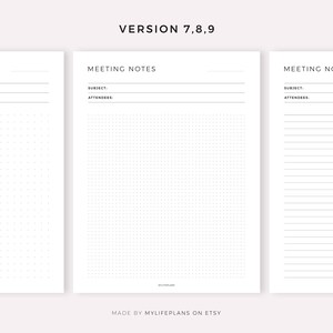 Simple Meeting Notes Digital Templates, Meeting Minutes, Work Notes ...