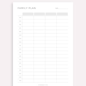 Hourly Family Planner Printable, Family Daily Planner, Family Schedule ...