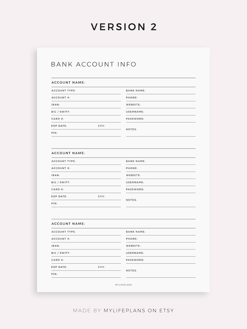 Bank Account Information Tracker for Remarkable Paper Pro, Instant ...
