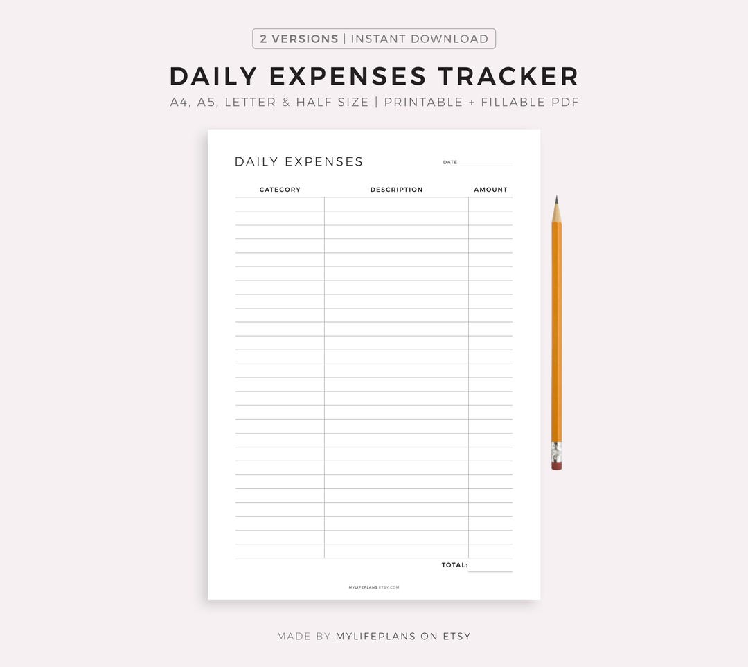 Daily Expenses Tracker Printable, Spending Tracker, Budget Tracker, A4 ...