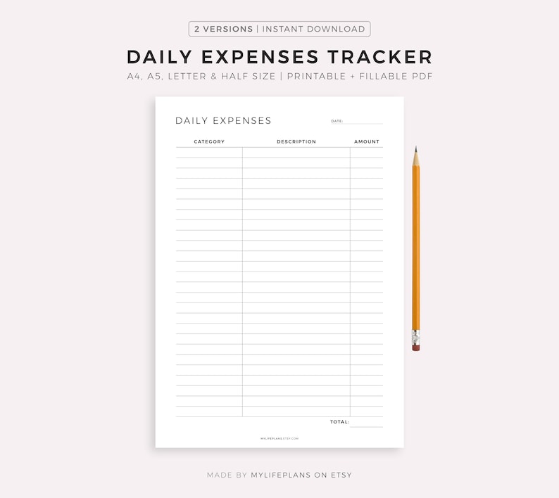 Daily Expenses Tracker Printable, Spending Tracker, Budget Tracker, A4 ...