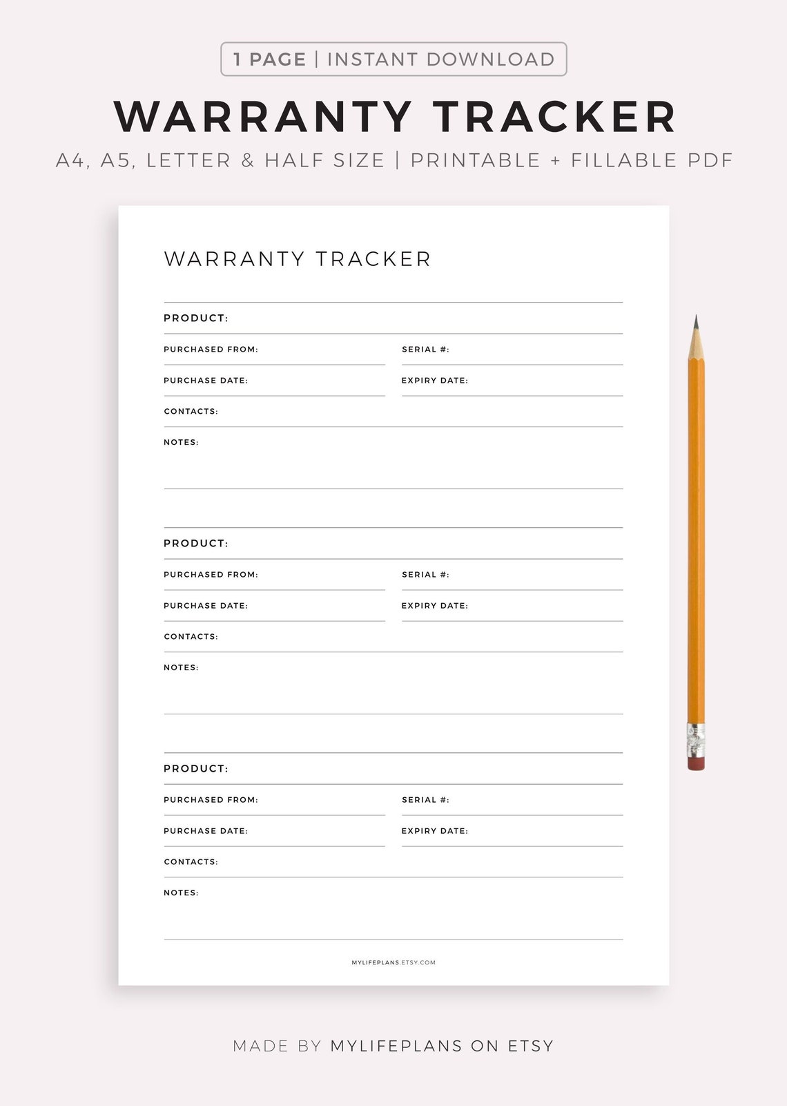 Printable Warranty Tracker for Electronics Appliances - Etsy