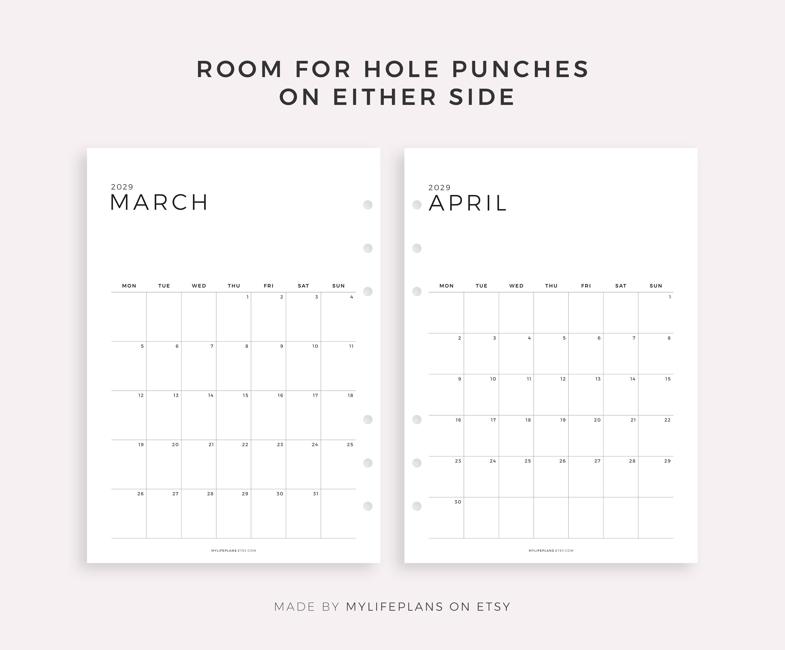 2029 Monthly Calendar Printable & Fillable, Year Calendar Template ...