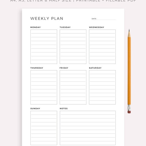 Week at a Glance Weekly Plannerweekly Goalshappy - Etsy