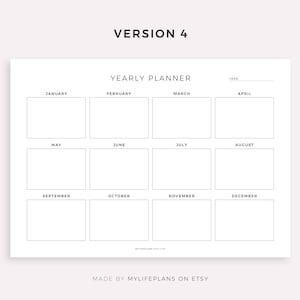 Yearly Overview Printable Landscape, Yearly Planner, Year at a Glance ...