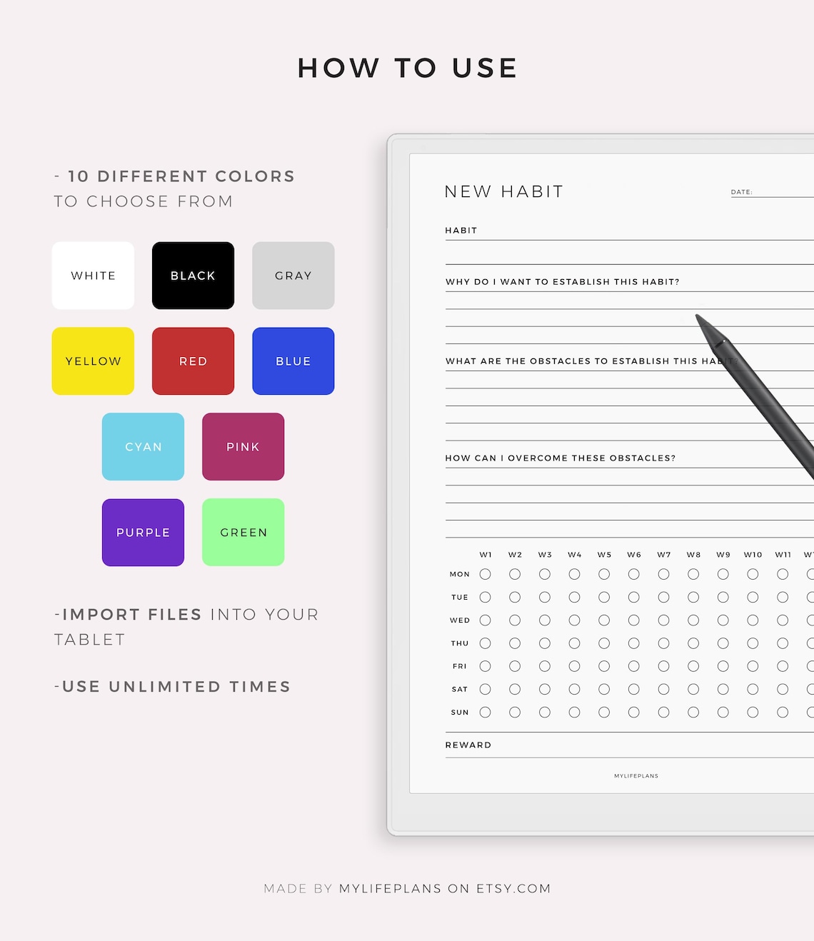 Build a New Habit Planner for Remarkable Paper Pro, 12 Week Habit ...
