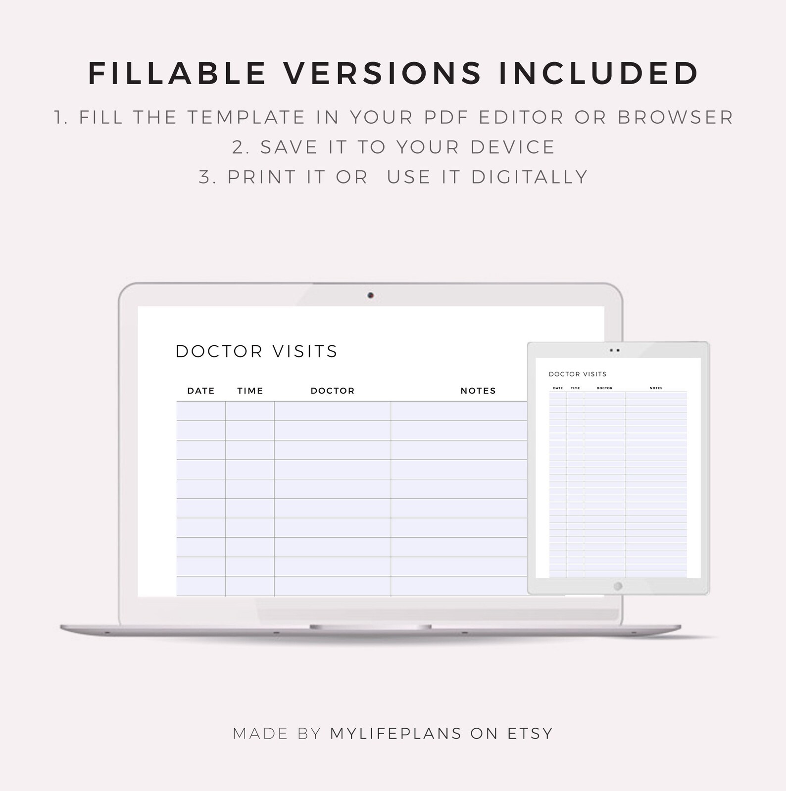 Doctor Visits Planner Printable, Medical Specialist Visit, Health ...