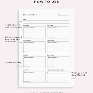 Bad Habit Tracker for Remarkable Paper Pro, Instant Download - Etsy