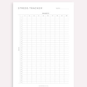 Monthly Stress Tracker Printable Template, Track Daily Stress Levels ...