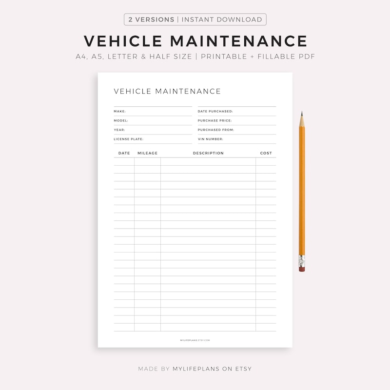 Car Budget Book - Etsy