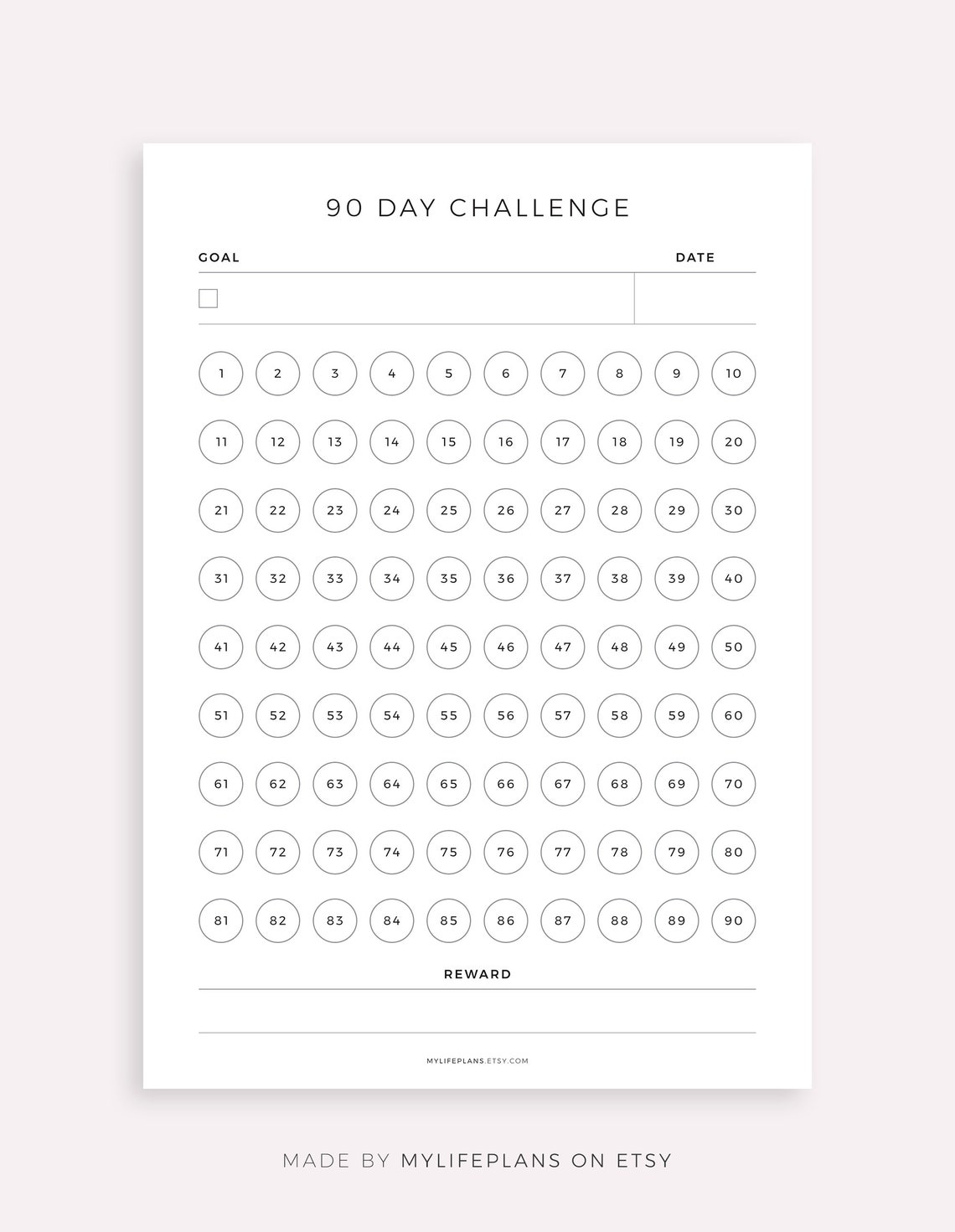 90 Day Challenge Goal Setting Progress Tracker Habit - Etsy